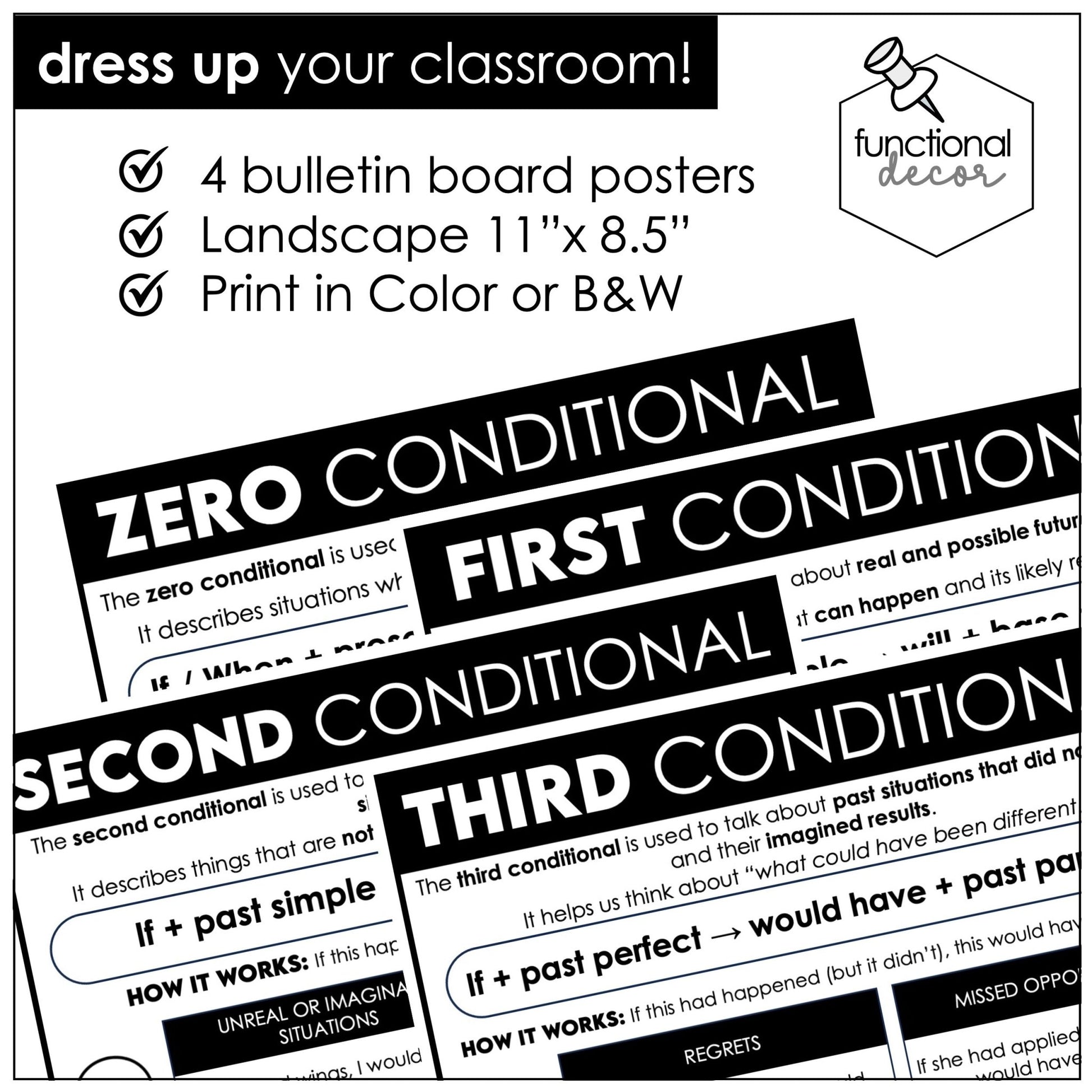 Conditionals Posters | Zero to Third ESL Charts