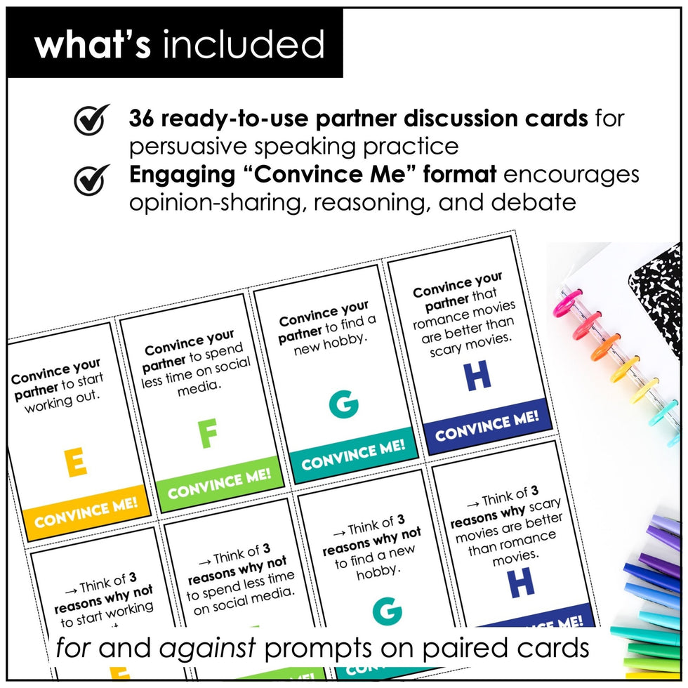 Convince Me - ESL Persuasive Speaking Card Activity