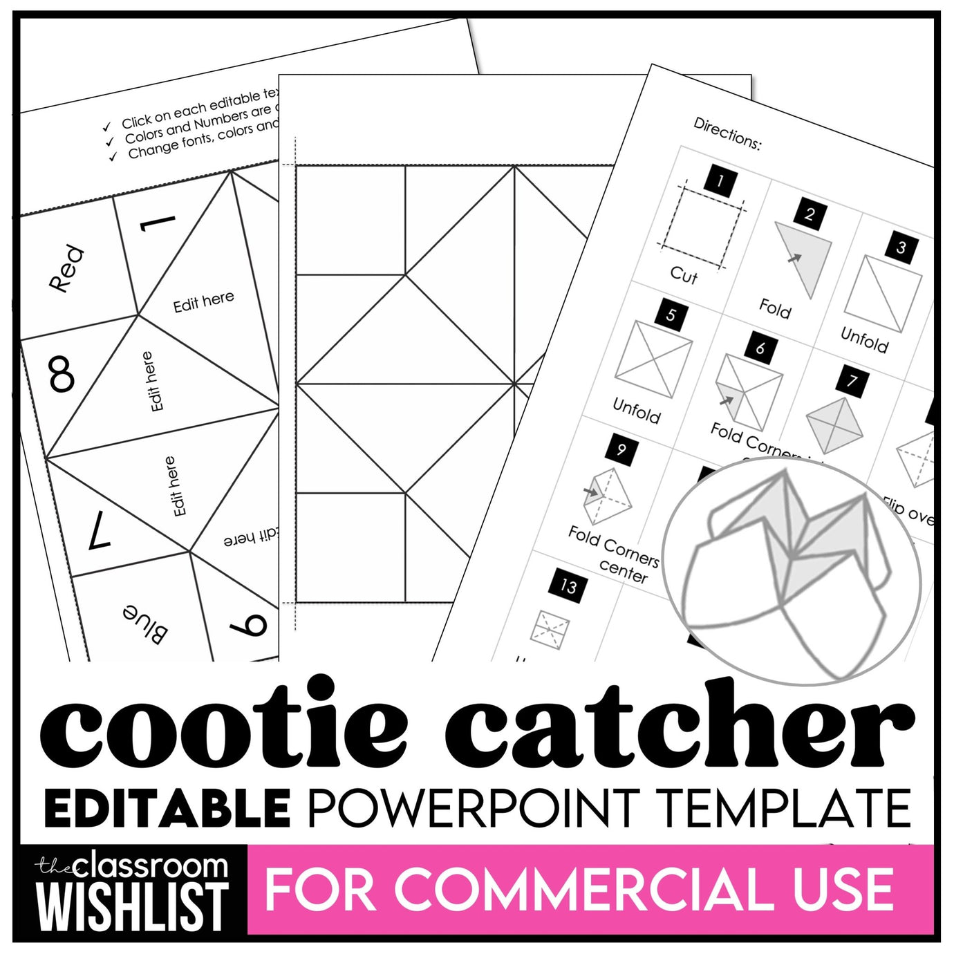 Cootie Catcher Template | Fortune Teller Editable Template