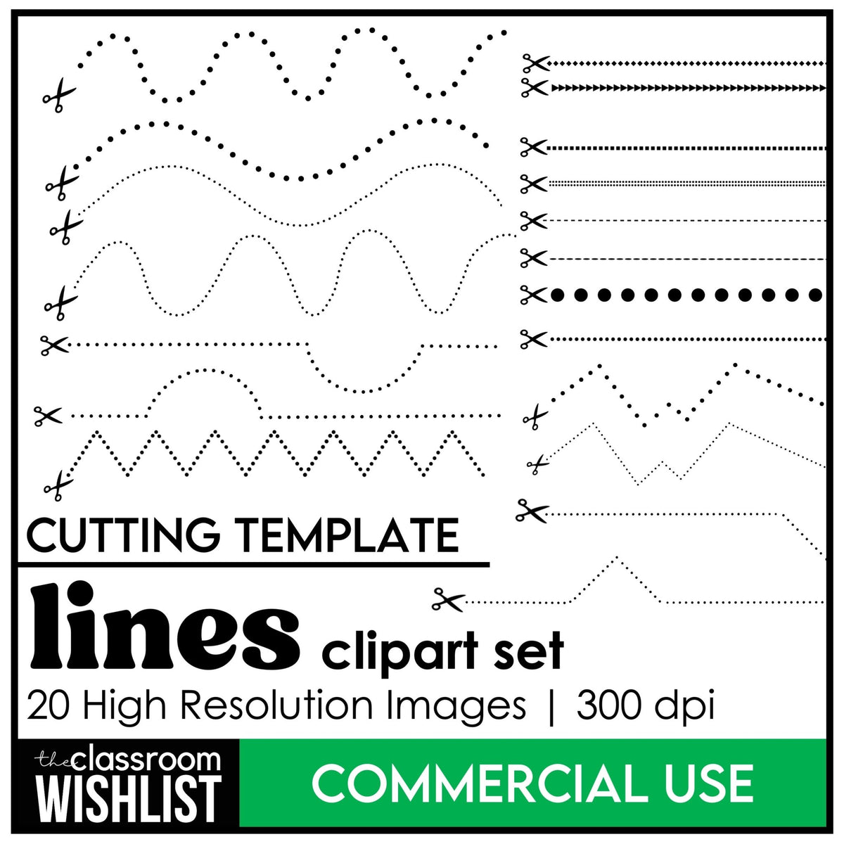 Cutting Lines Template | Scissors - Straight , Curvy, Zig Zag Lines Cl ...