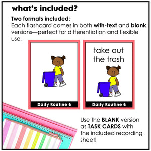 Basic Verbs & Chores Flashcards: ESL Task Cards
