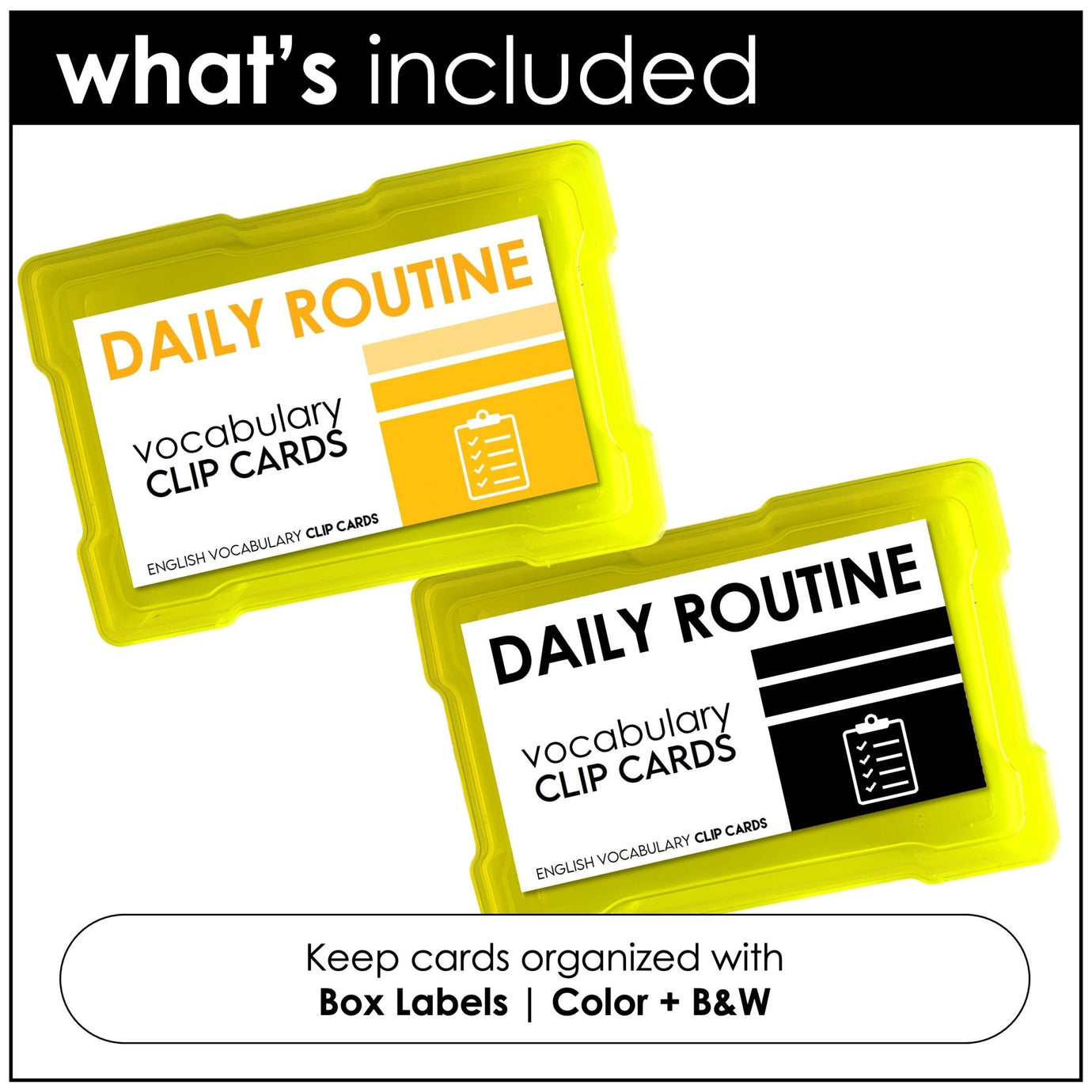Daily Routine Verbs Vocabulary CLIP CARDS for ELL & ESL