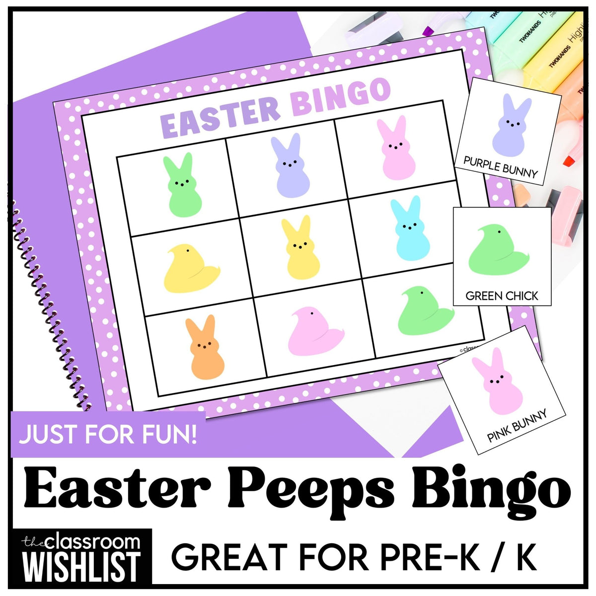 Easter Peeps Bingo Game | Color Vocabulary Activity for Preschool, Kin ...