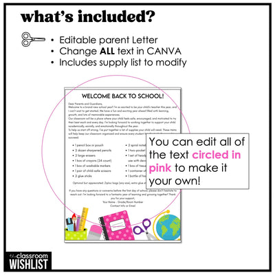 Editable Classroom Supply List Template | Back to School Supplies Pare ...