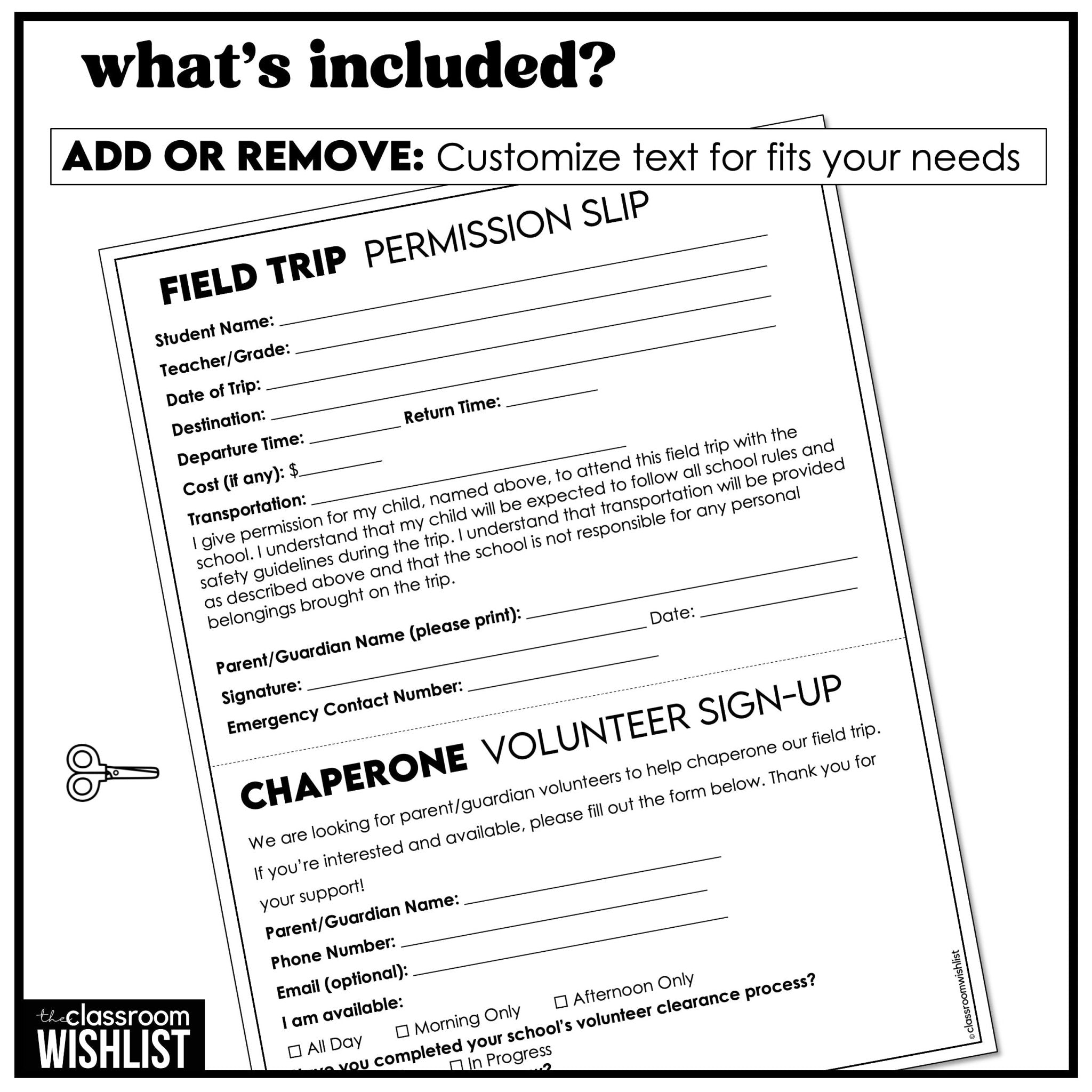 Editable Field Trip Forms | Permission Slip, Parent Letter