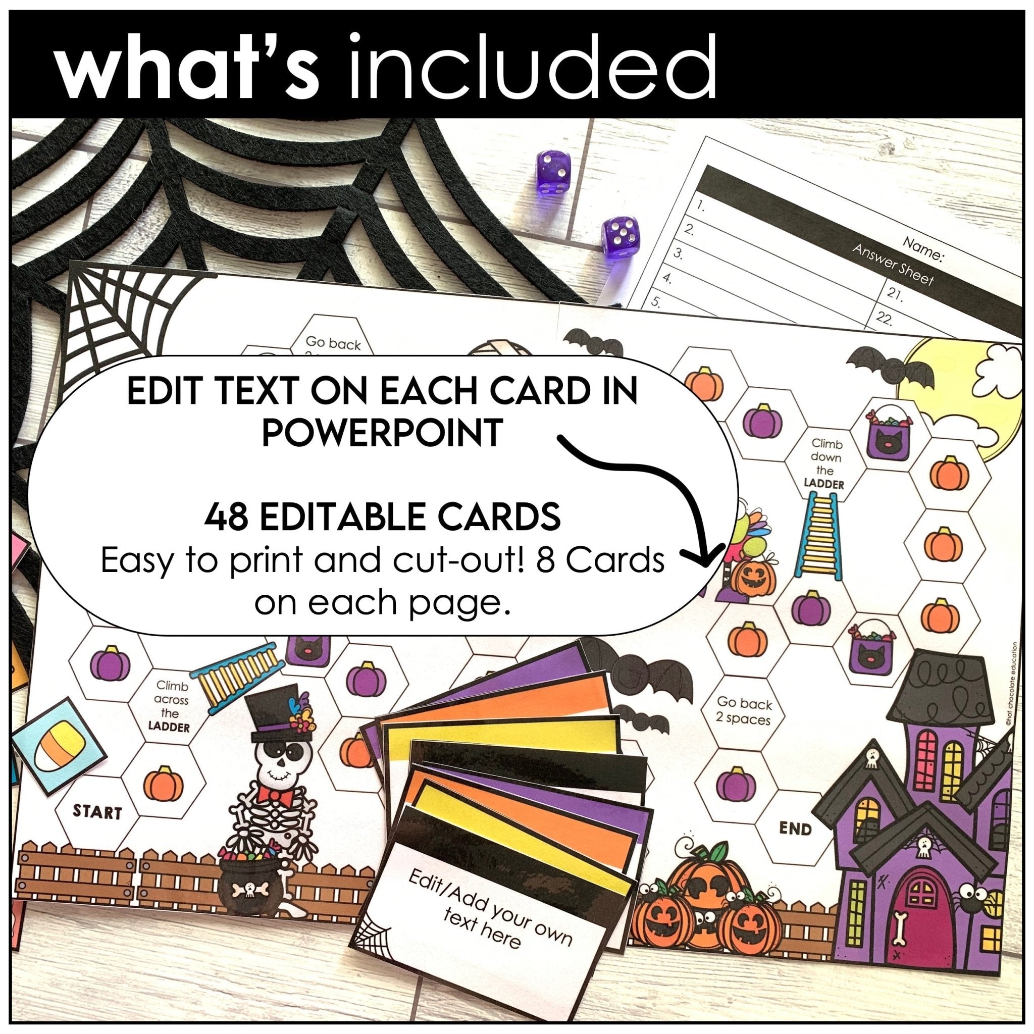 Halloween Game Board | Editable Cards for Any Subject