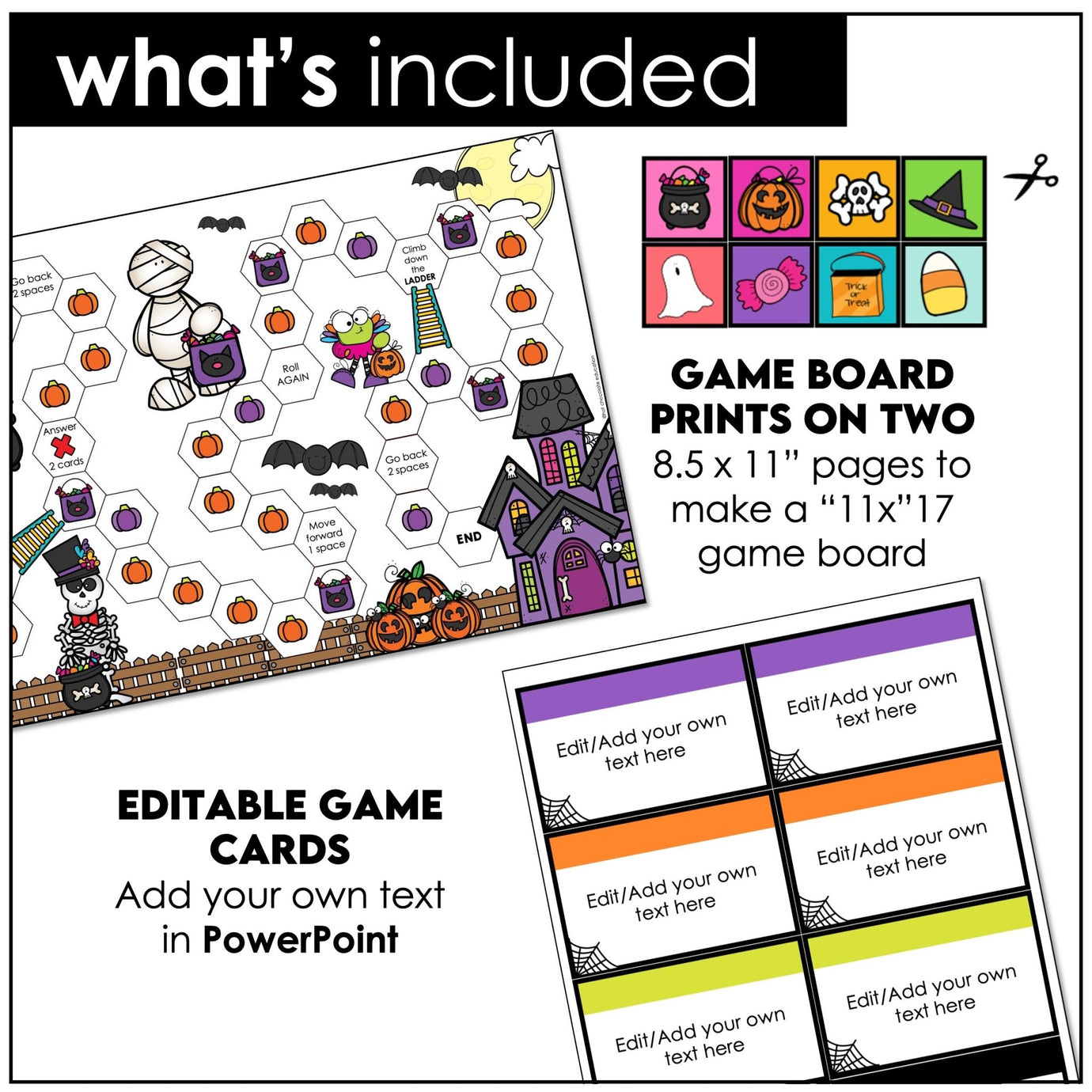 Halloween Game Board | Editable Cards for Any Subject