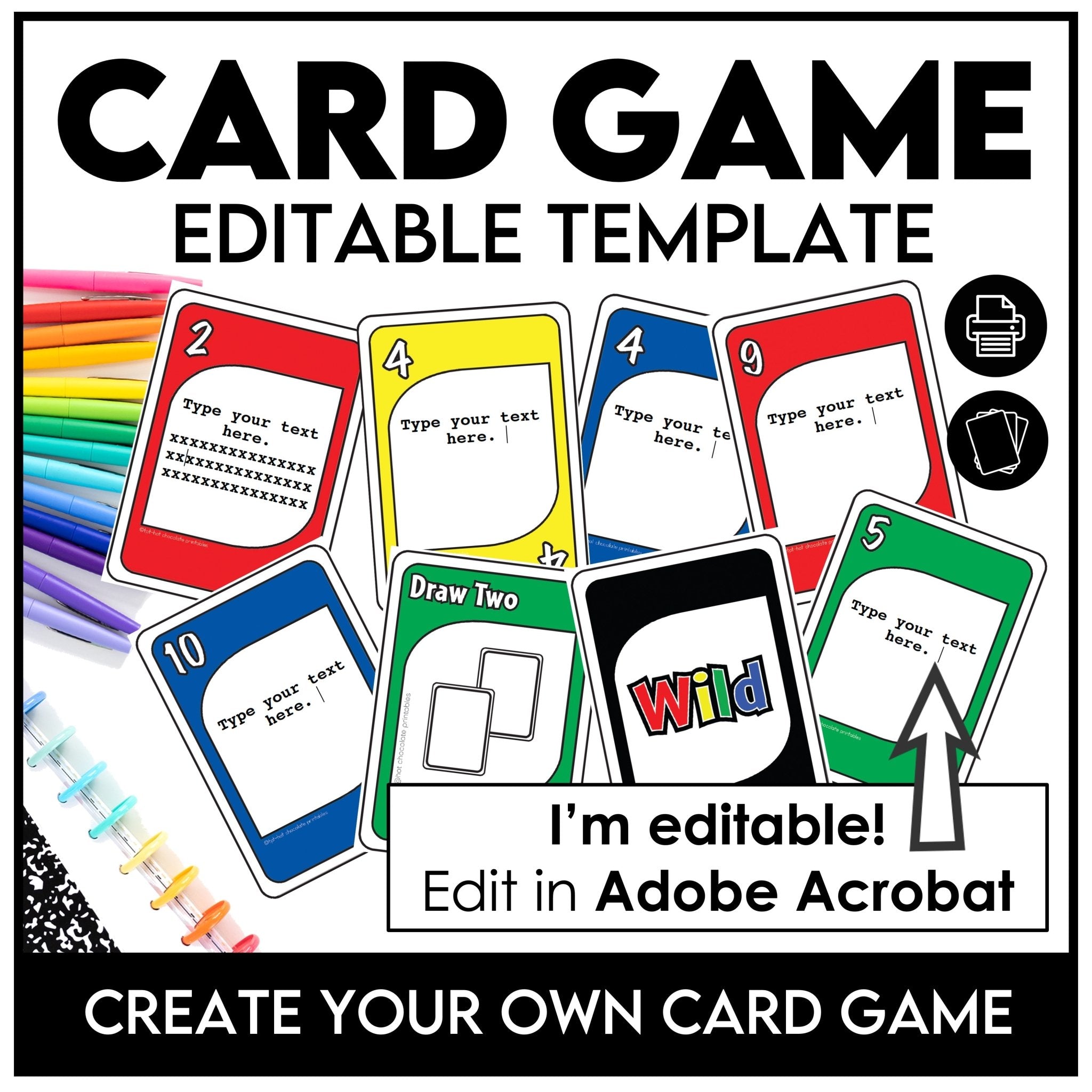 Editable UNO Style Card Game - Customizable for Any Subject