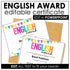End of Year English Award Certificate - Editable Template