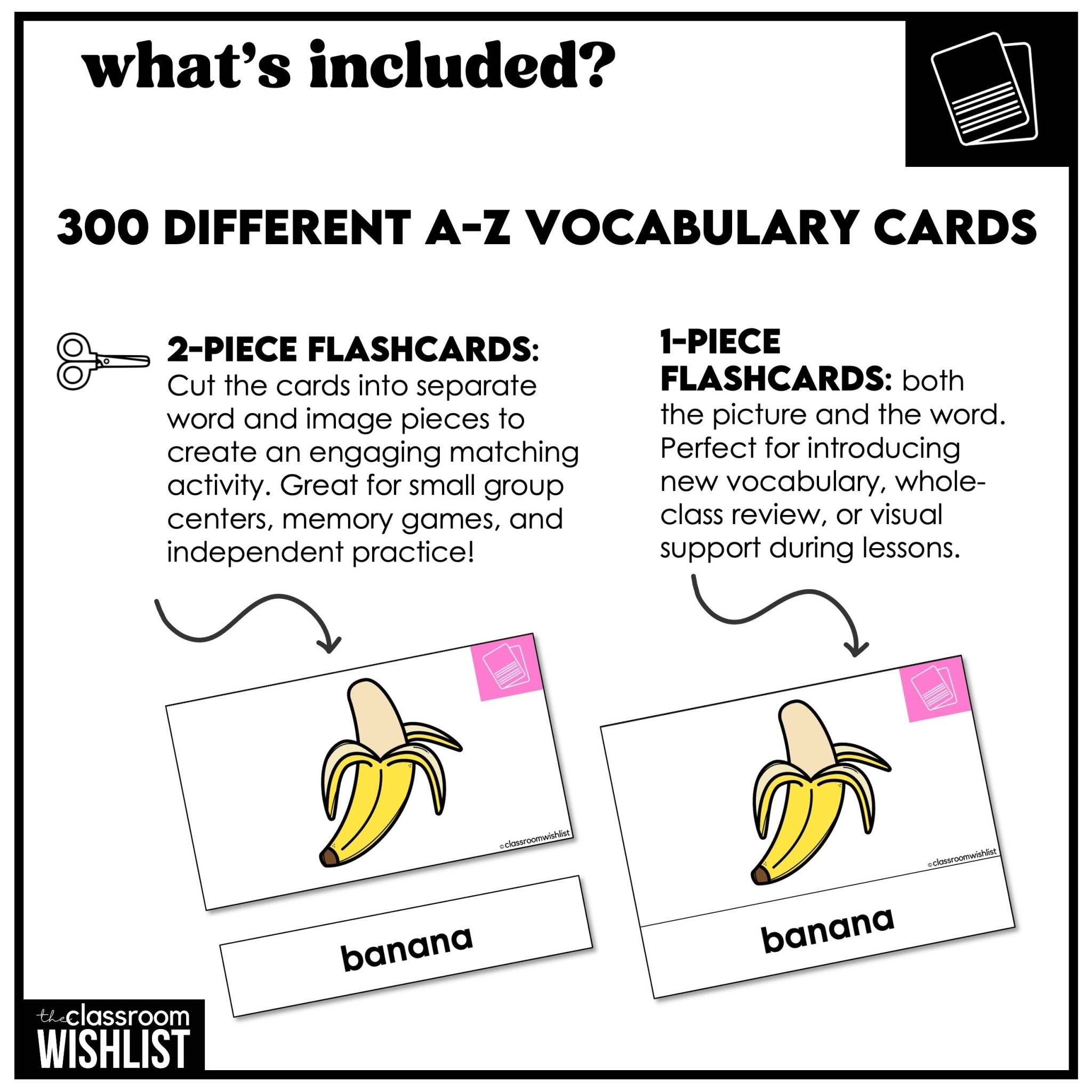 ESL Alphabet Flashcards - Beginning Sound Vocabulary Cards + Picture D ...