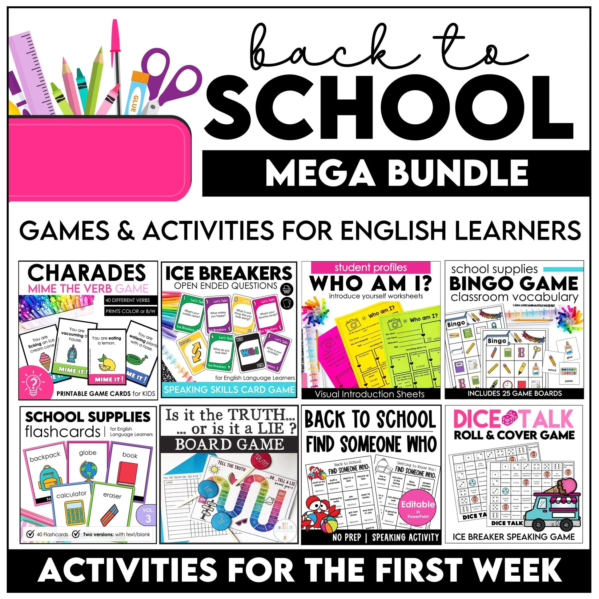 Back to School ESL Bundle: 1st Week Grammar & Vocabulary