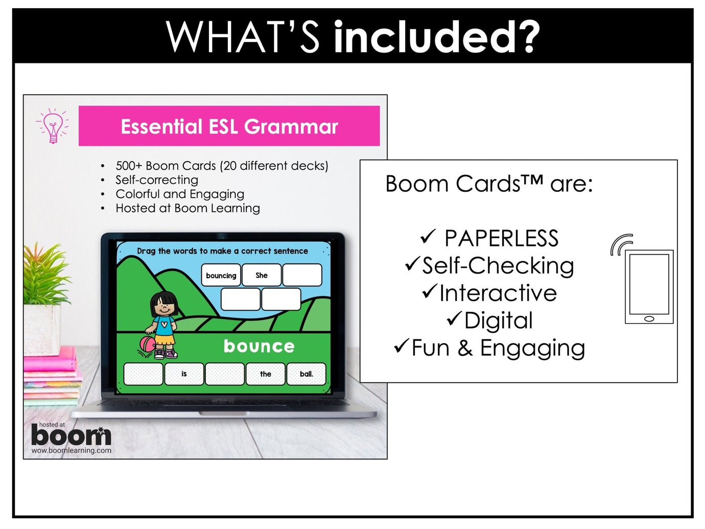 ESL Boom Card Bundle | Verb Tenses, Parts of Speech 20 Decks