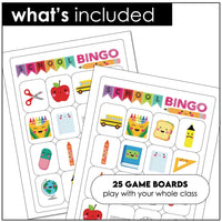 ESL Classroom Vocabulary School Supplies Bingo and Flashcard