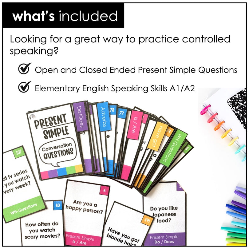 ESL Conversation Cards - Questions in Present Simple Tense