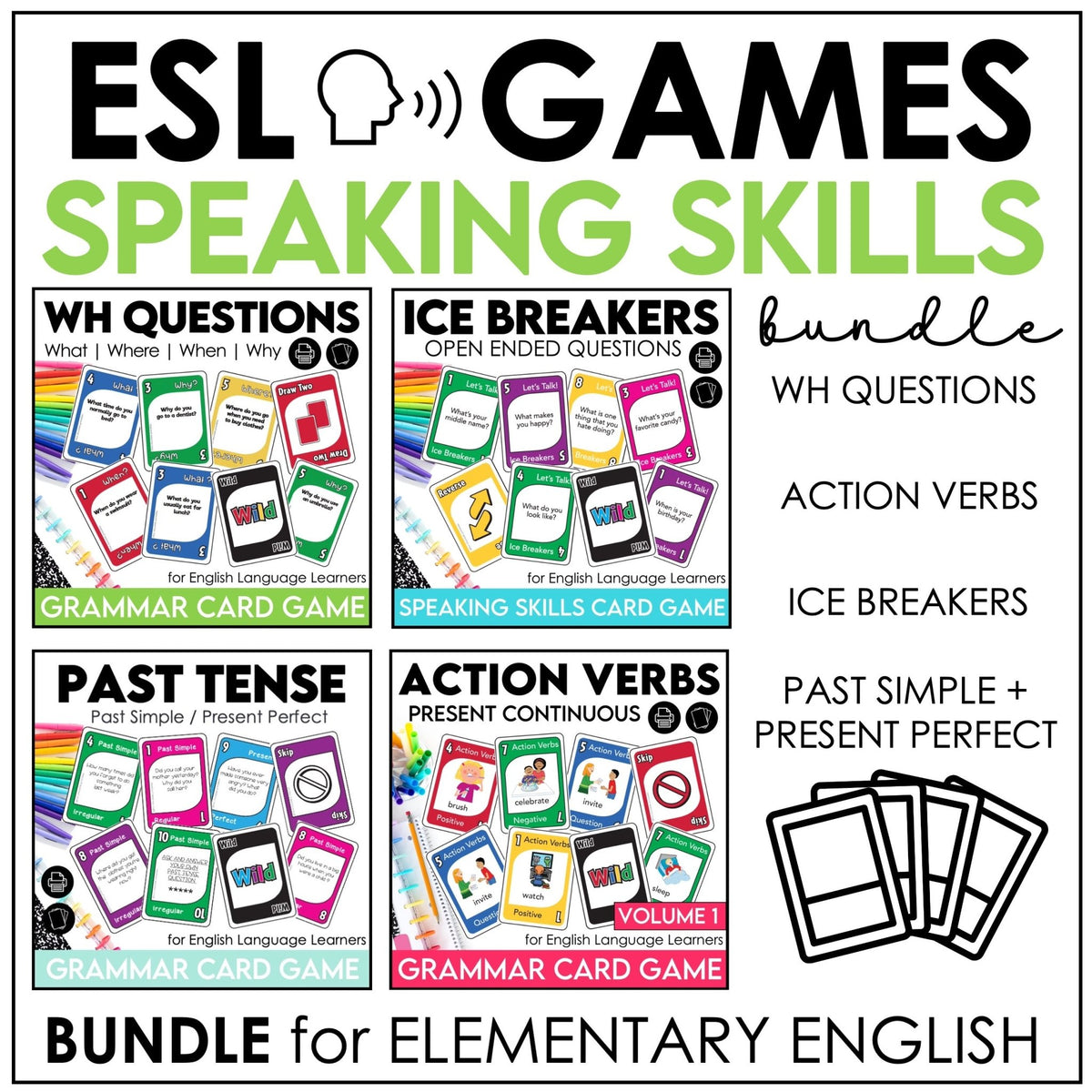 ESL Speaking Card Games Bundle | Conversation Prompt Games