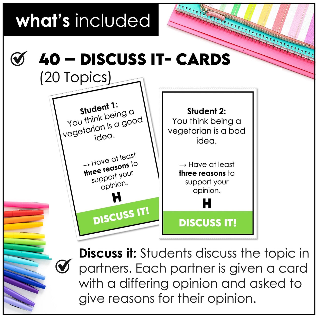 ESL Speaking Topic Prompts - Explain and Discuss Cards