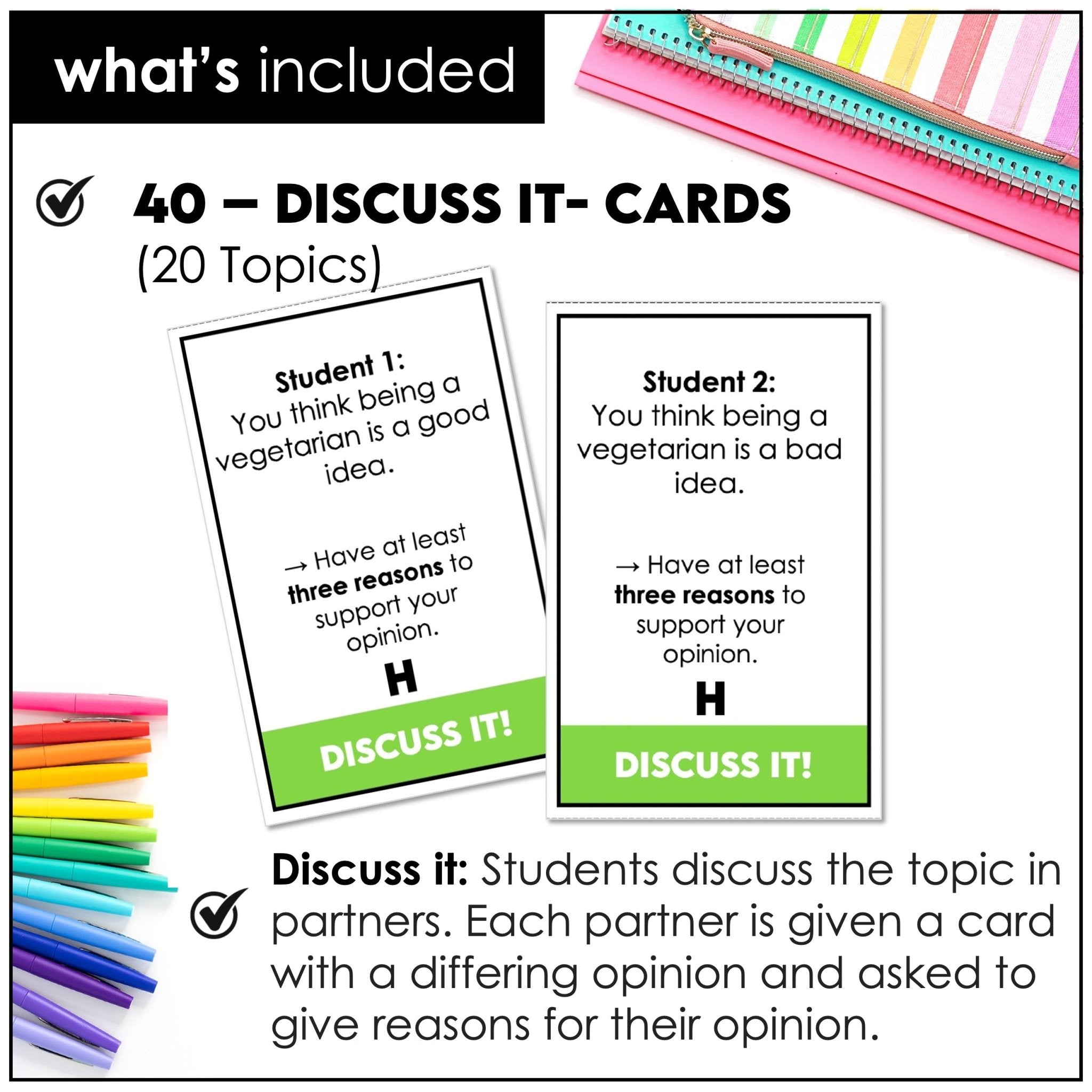 ESL Speaking Topic Prompts - Explain and Discuss Cards