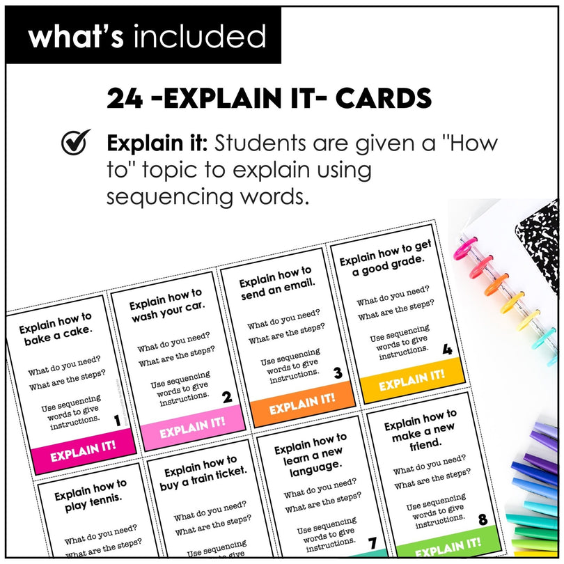 ESL Speaking Topic Prompts - Explain and Discuss Cards