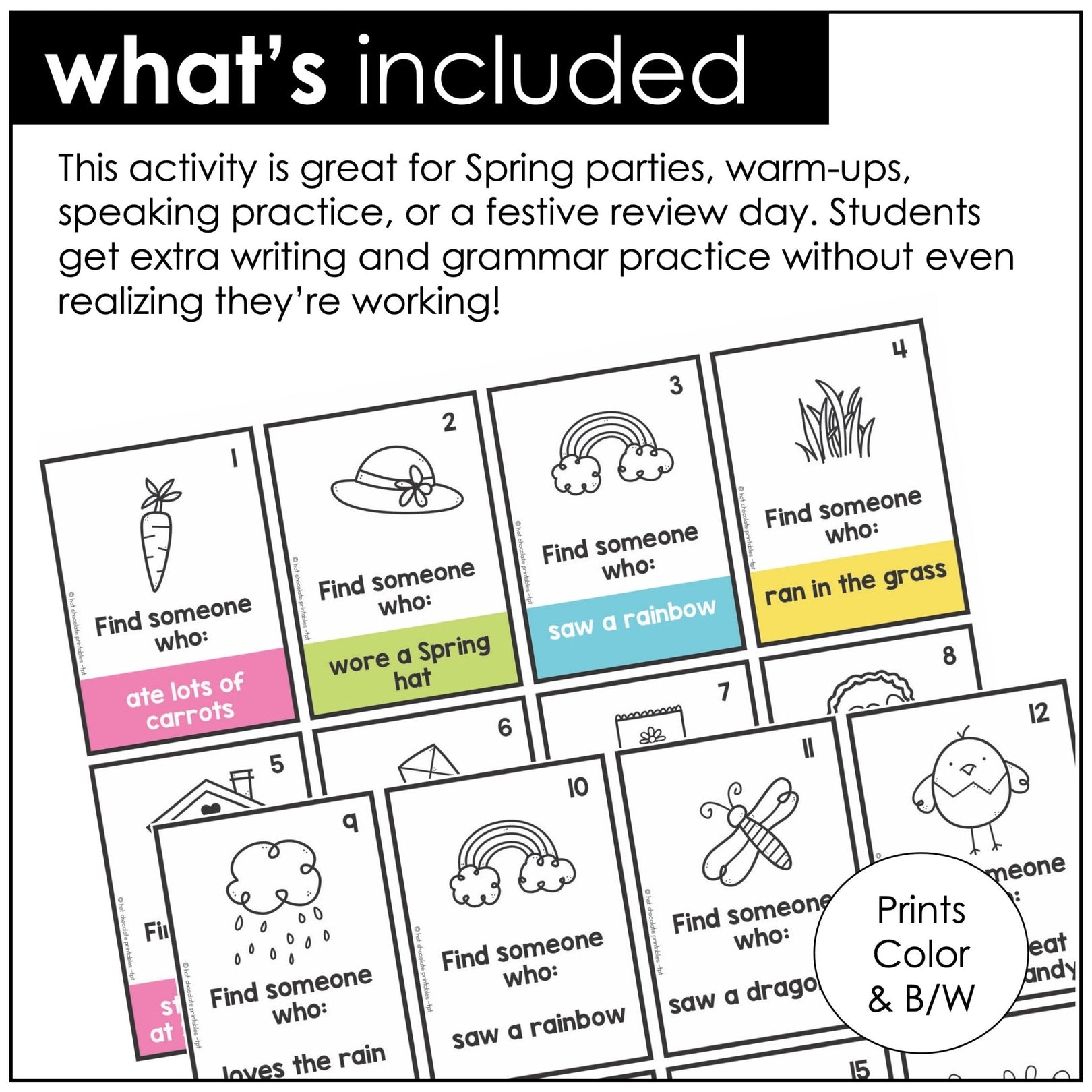 Easter Speaking Activity: Find Someone Who - Past Simple