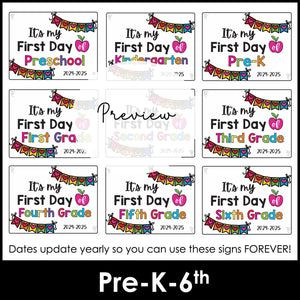 FIRST day of school SIGN - 2023-2024 Preschool & K-6 – Hot Chocolate ...