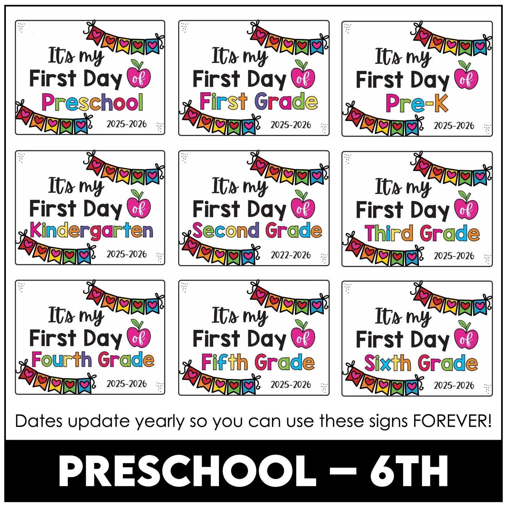 FIRST day of school SIGN - 2023-2024 Preschool & K-6