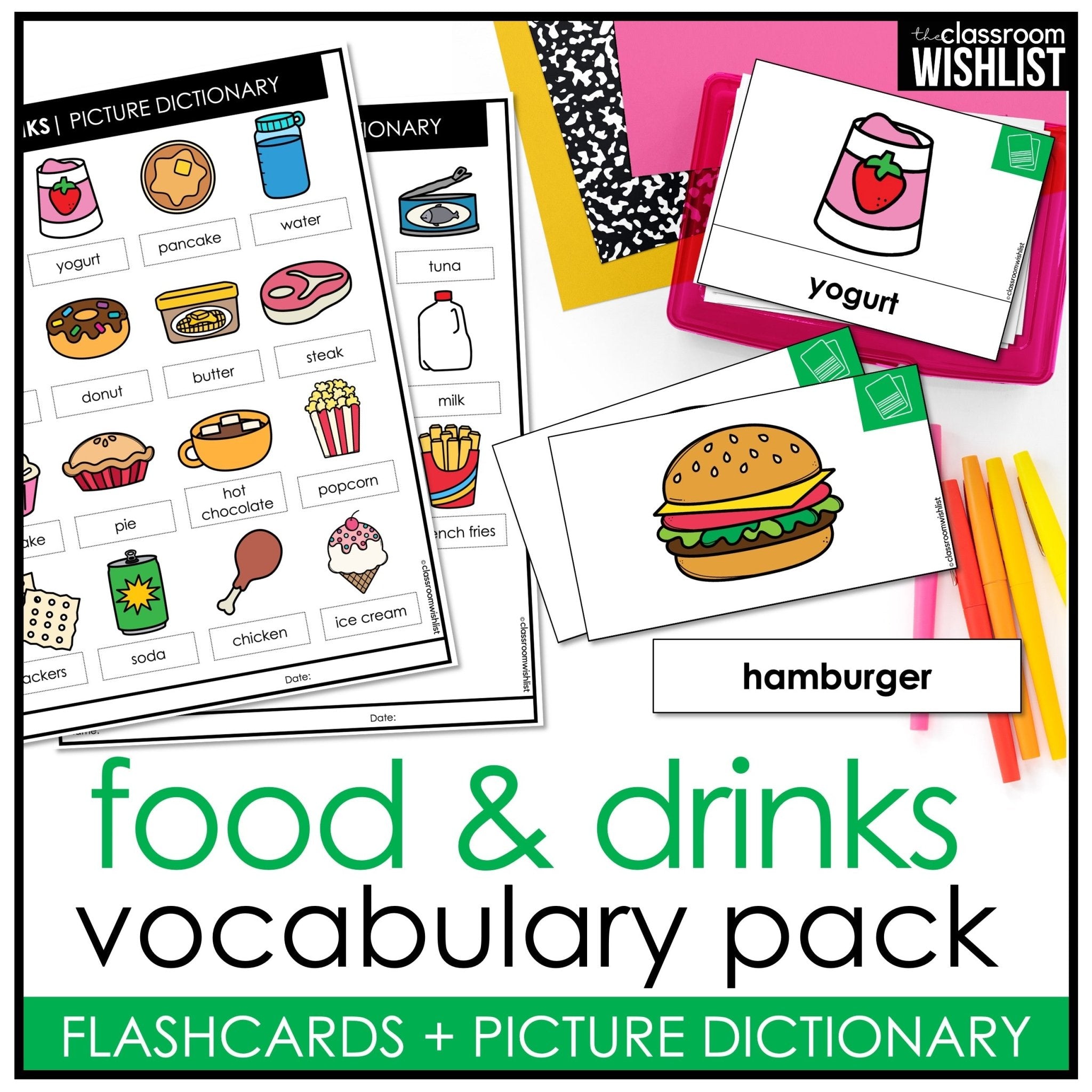 Food & Drinks Vocabulary Building ESL Flashcard Pack