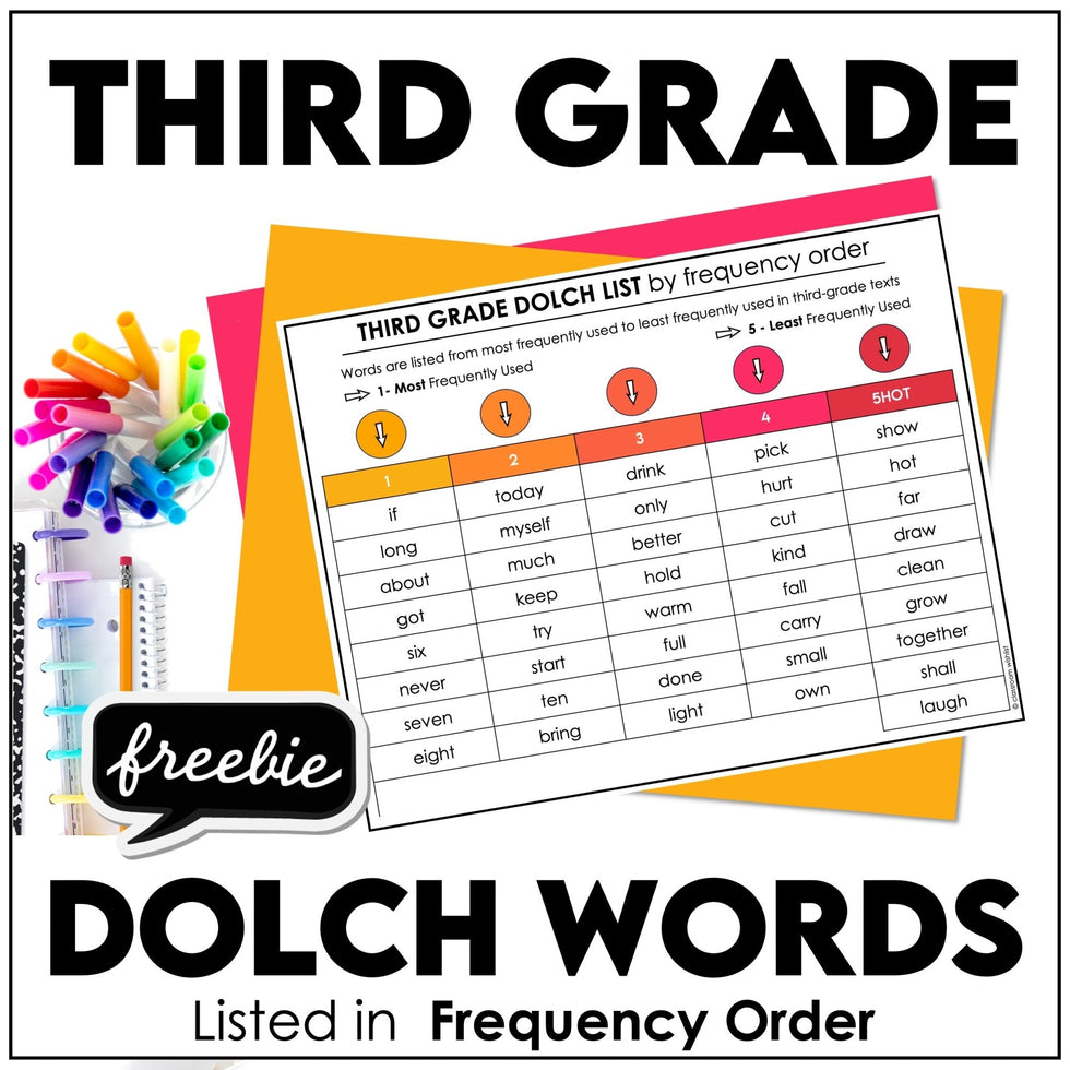 FREE 3rd Grade Sight Word List
