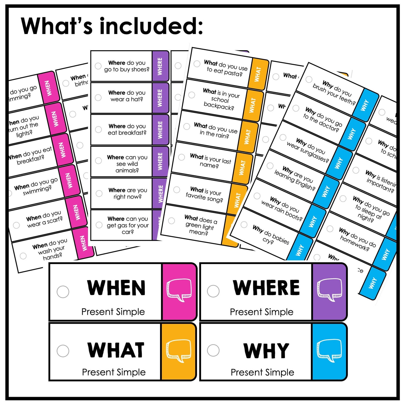Free WH Question Prompt for ESL | Conversation Cards | What, When, Whe