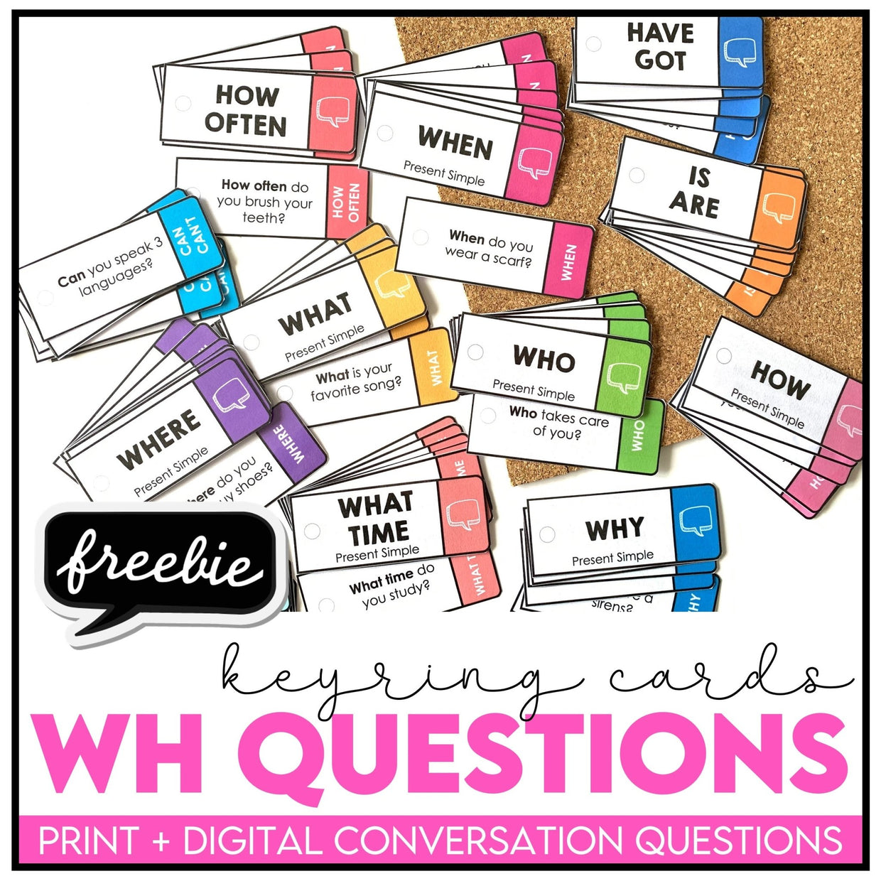 Free WH Question Prompt for ESL | Conversation Cards | What, When, Whe