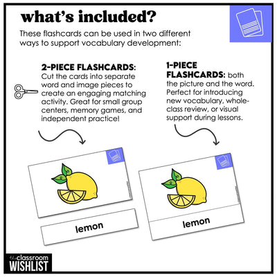 Fruit & Vegetable Vocabulary Pack: Flashcards & Picture Dictionary ESL ...