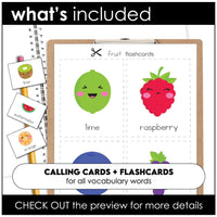 Fruit Vocabulary Bingo Game + Flashcards
