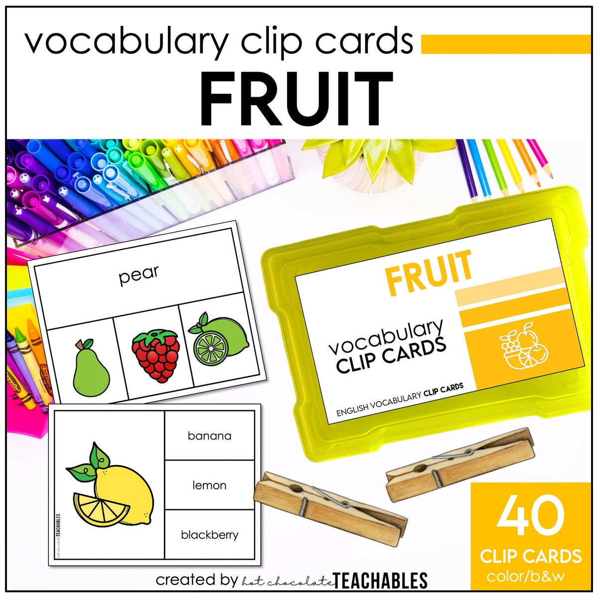 Fruit Vocabulary CLIP CARD activity task cards for ELL - ESL - EFL ...
