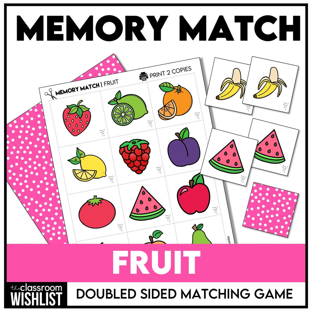 Fruit Vocabulary Memory Game | Printable Picture Card Matching Activit ...