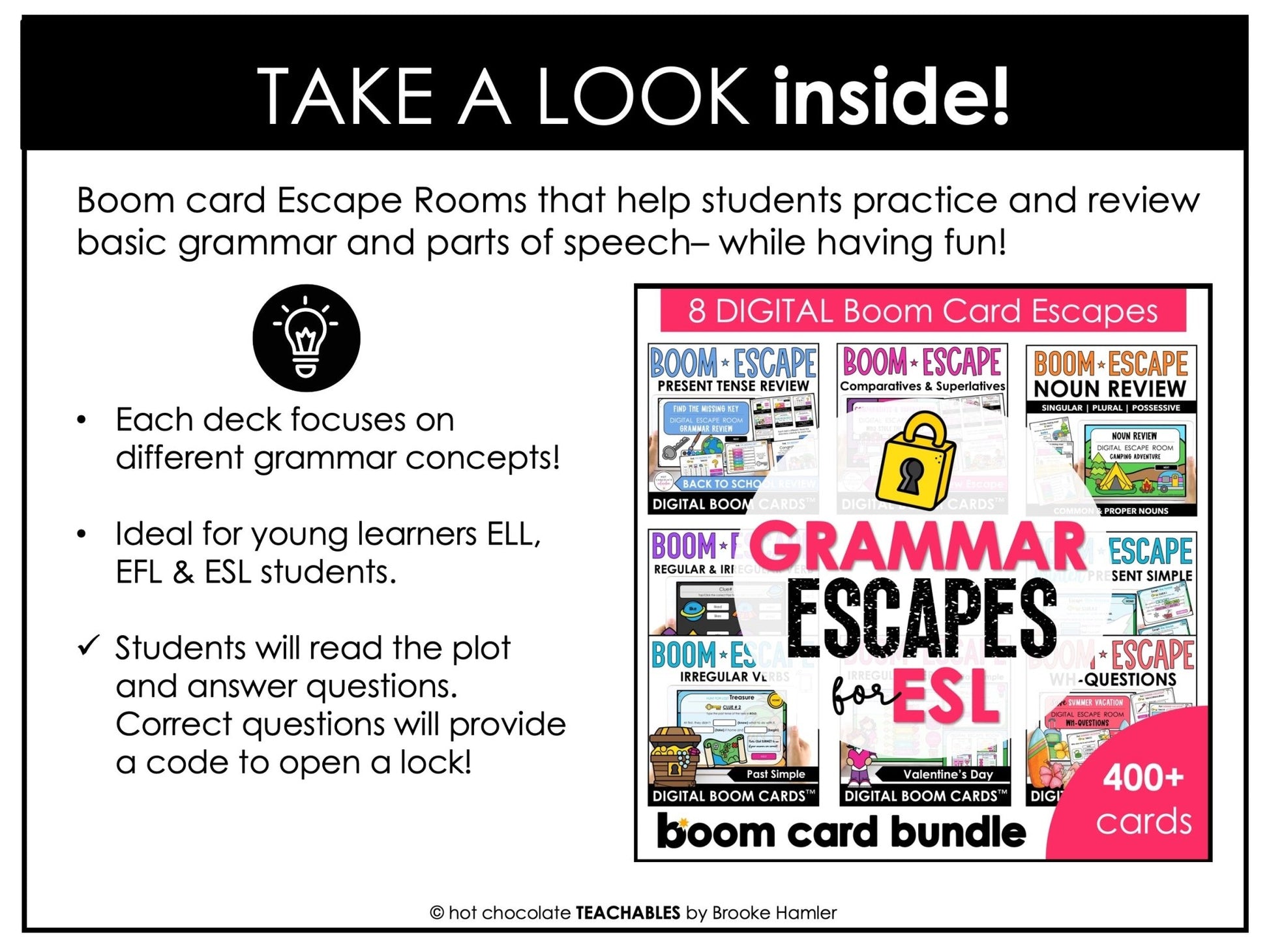 Grammar Escape Activities | Boom Card Bundle for ESL