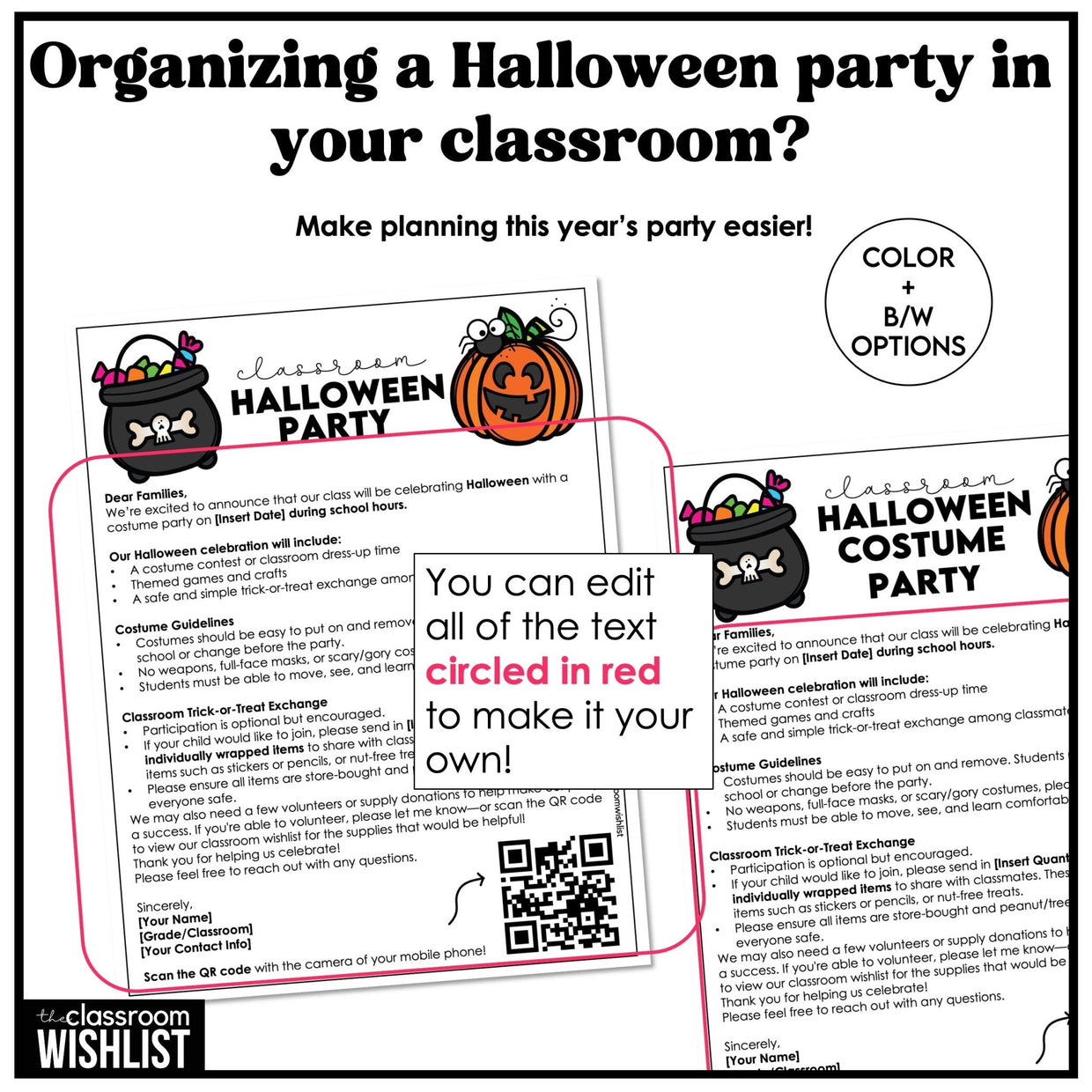 Halloween Party Letter to Parents Template | Editable