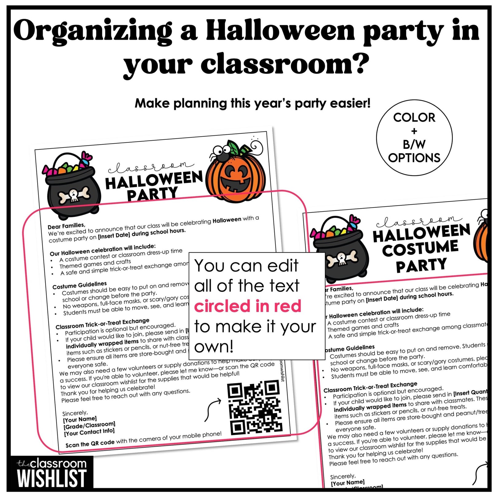 Halloween Party Letter to Parents Template | Editable
