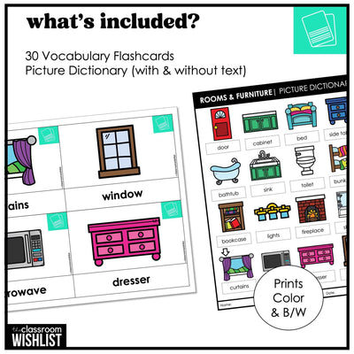 House, Rooms & Furniture Vocabulary Pack: Flashcards & Picture Diction ...