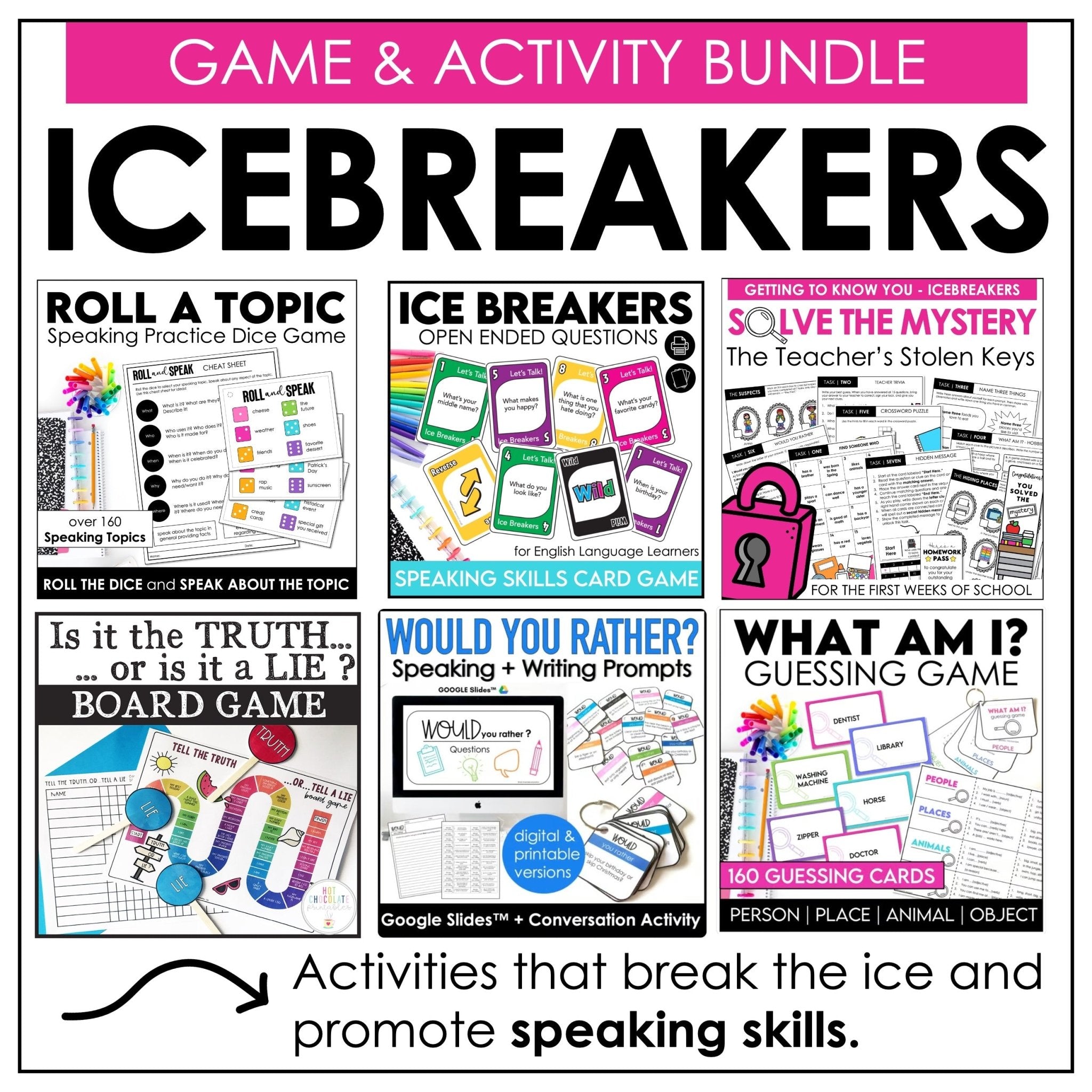ESL Icebreaker & Conversation Games Bundle | Speaking Fun