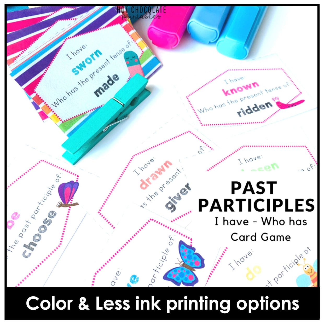 Verb Card Game - Past Participles - "I Have, Who Has – Hot Chocolate ...