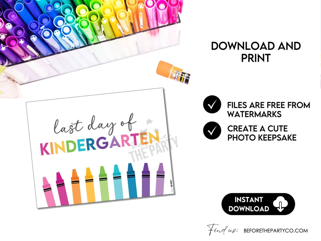 Last Day of Kindergarten Sign, End of the Year School Signs – Hot ...