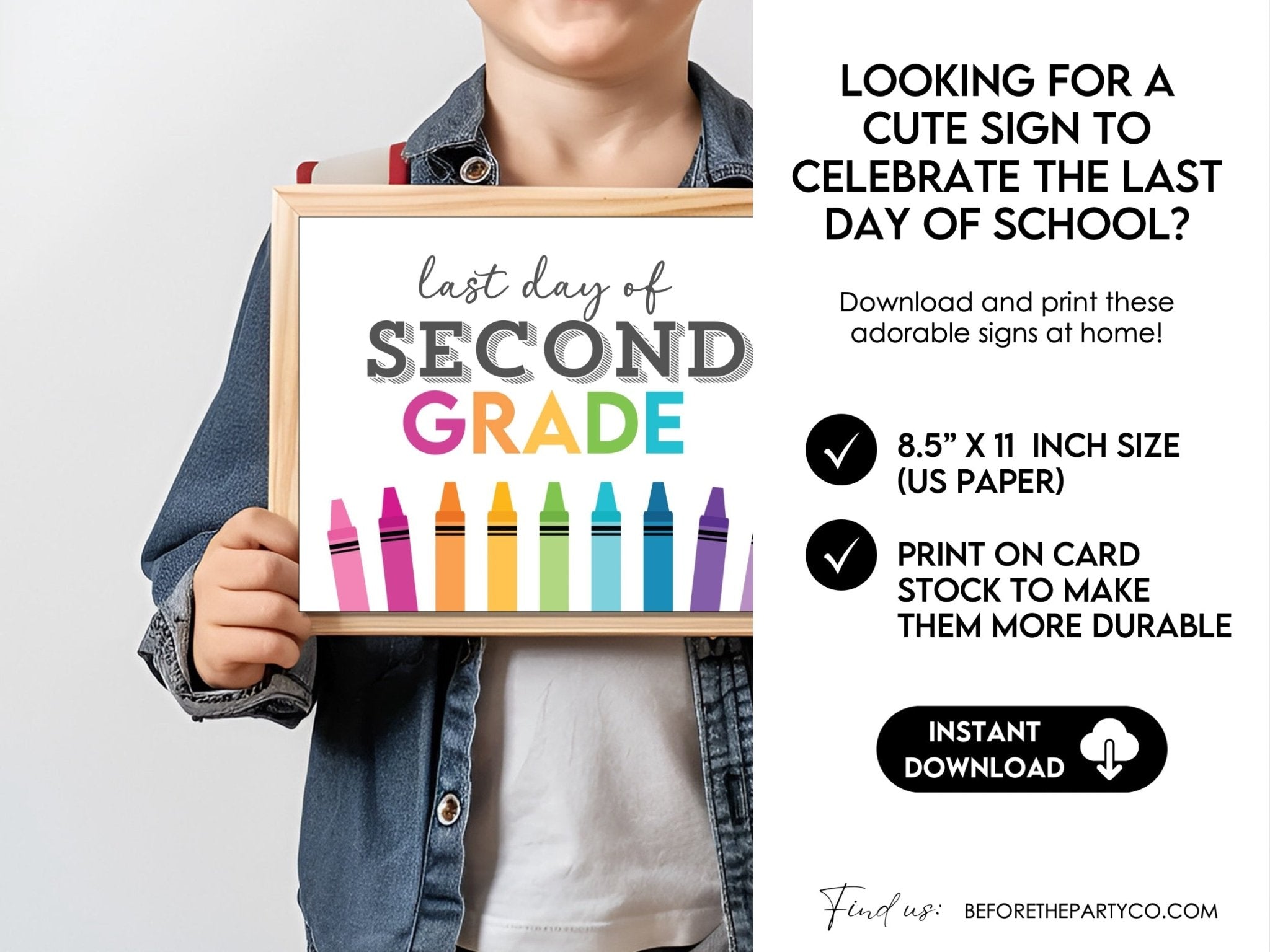 Last Day of Second Grade Sign, End of the Year School Signs for 2nd Gr ...