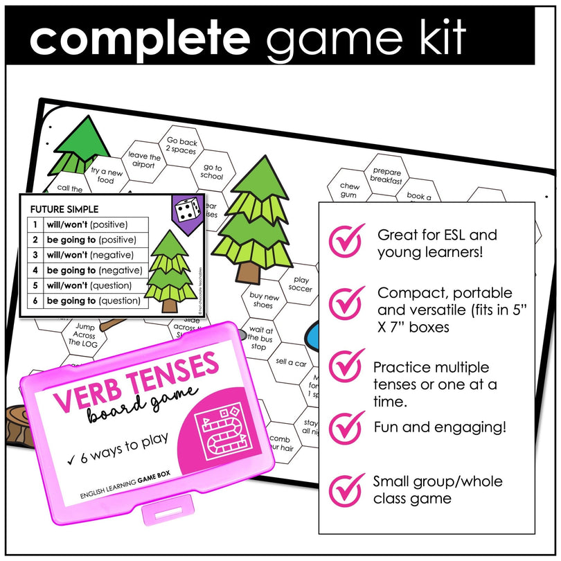 Mixed Verb Tenses Board Game -Present, Past, Future, Adverbs