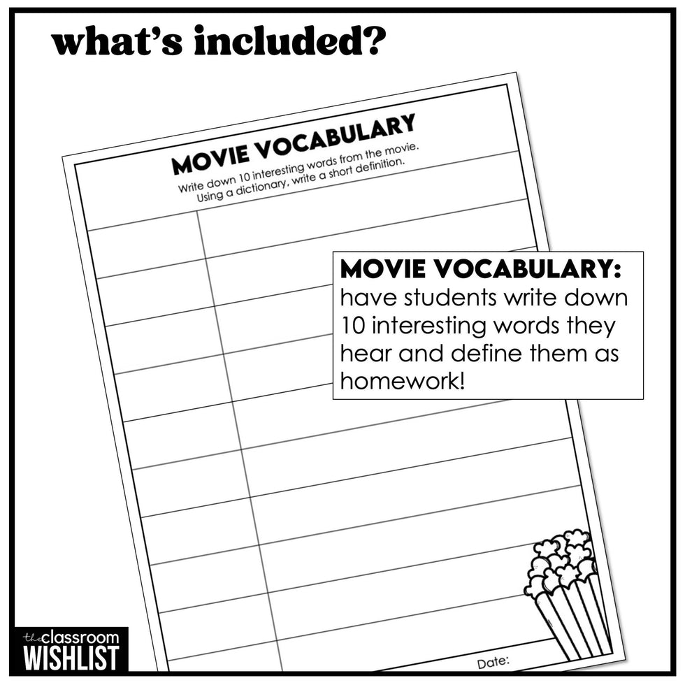 Movie Permission Slips, Editable Parent Explanation Letter