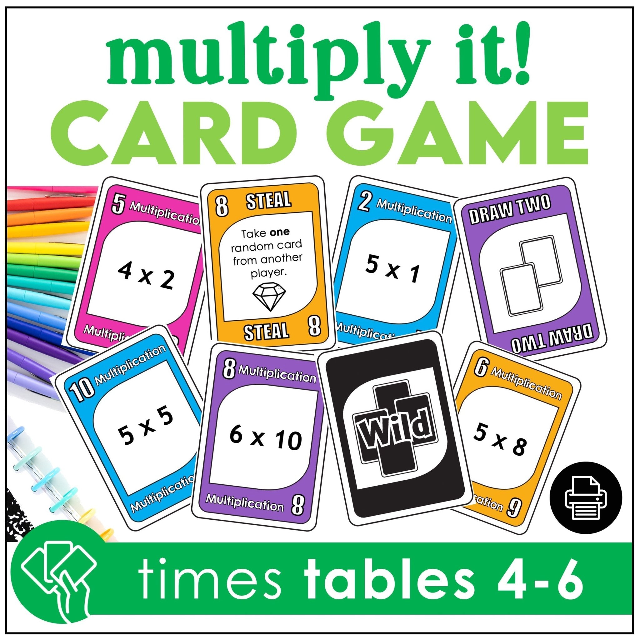 Multiplication Card Game | Times Tables 4–6 Math Practice