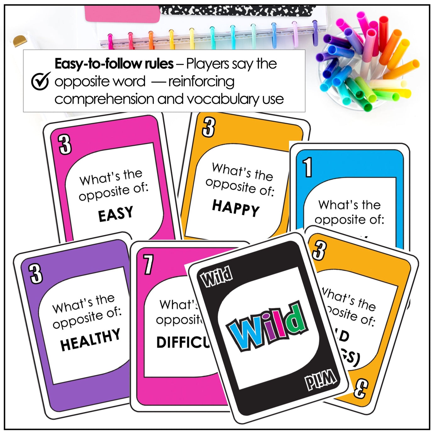 Opposites: Vocabulary UNO Inspired Card Game - Antonyms