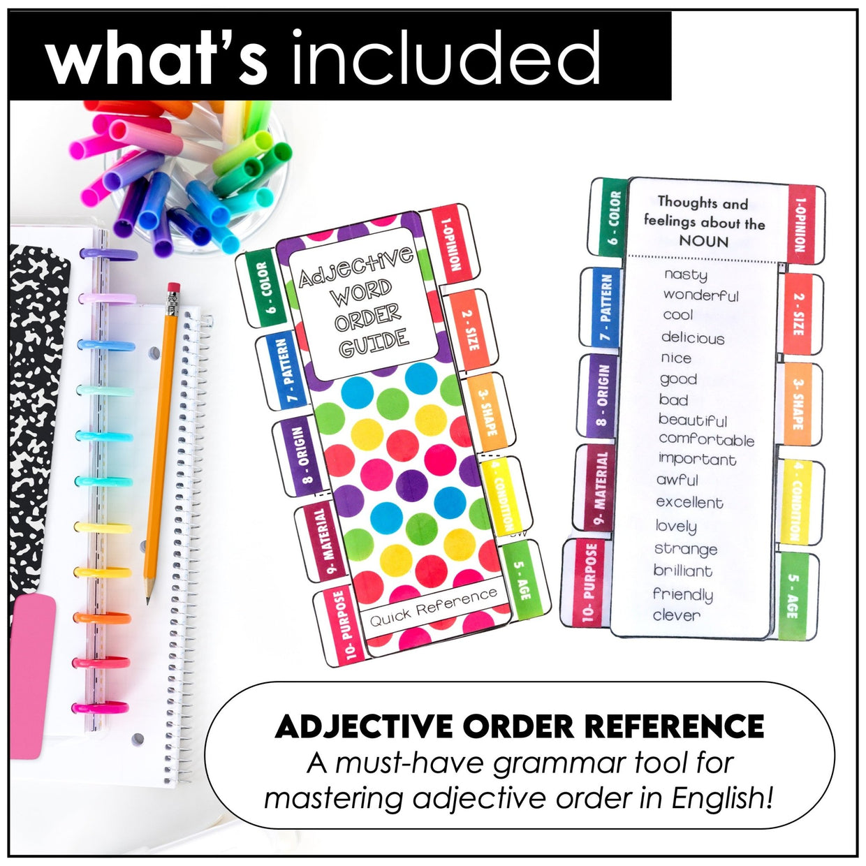 Order of Adjectives | Printable Classroom Reference Guide