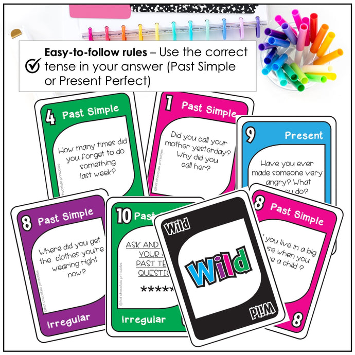 Verb Tense Card Game: Past Simple & Present Perfect Question