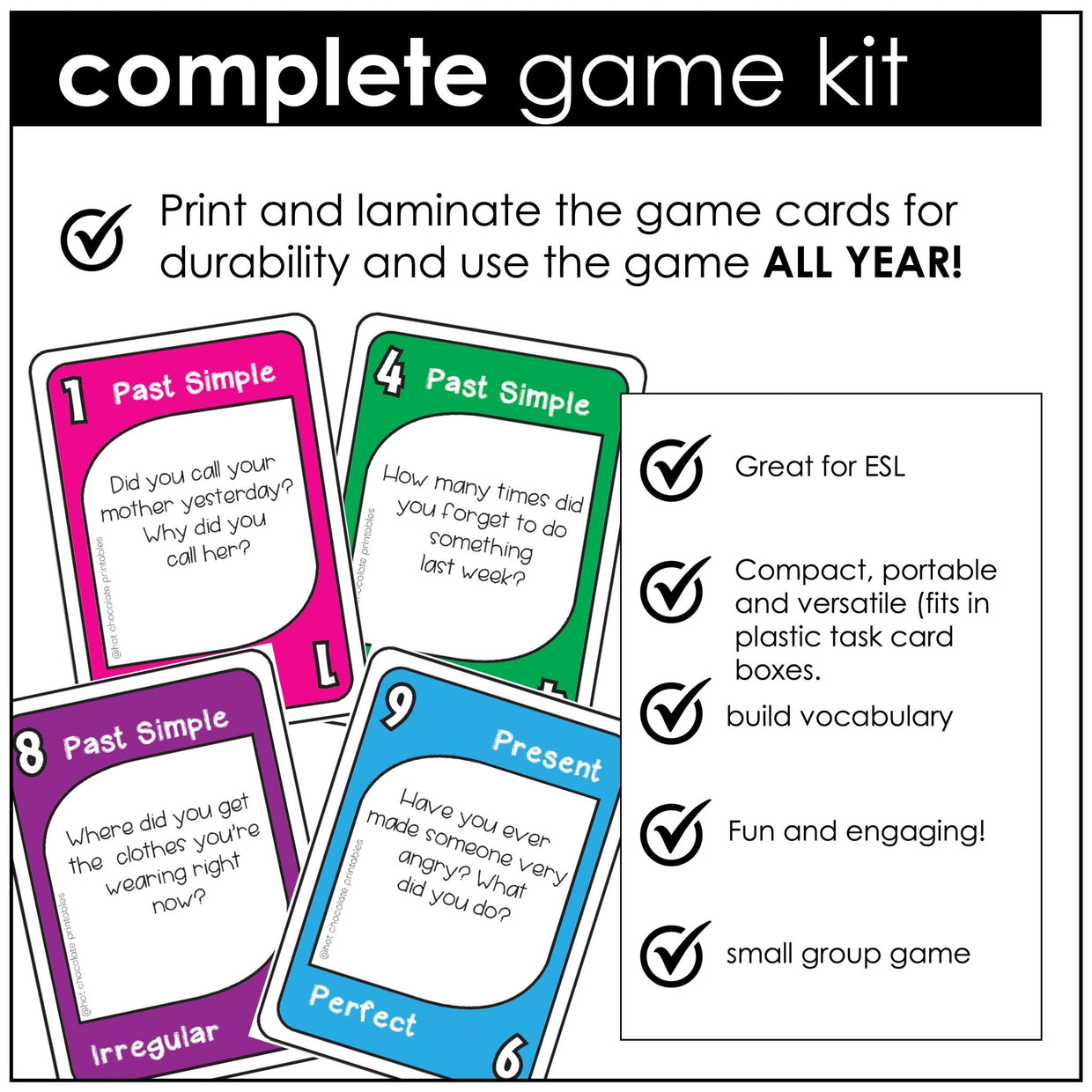 Verb Tense Card Game: Past Simple & Present Perfect Question