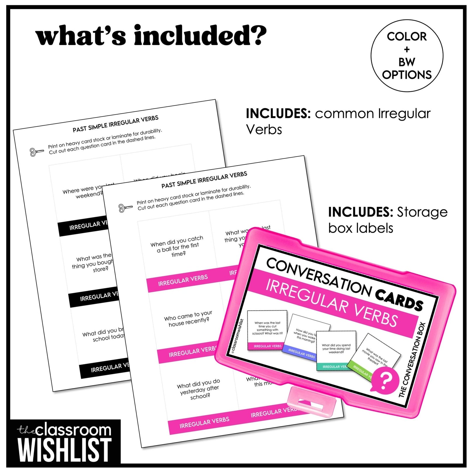 Past Simple Irregular Verb Conversation Question Cards