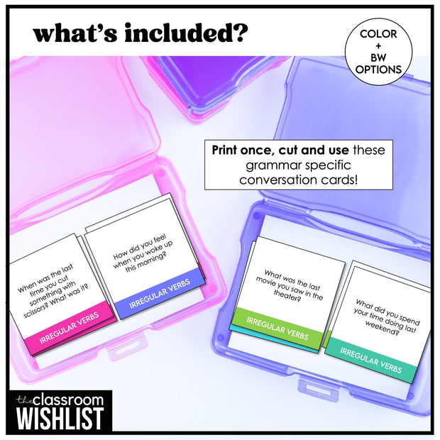 Past Simple Irregular Verb Conversation Question Cards